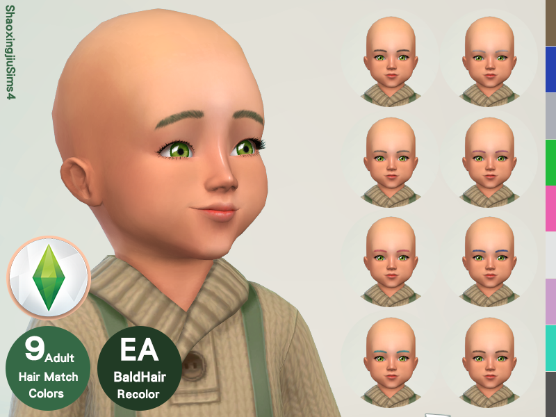 The Sims Resource | Toddler Bald Hair Recolor