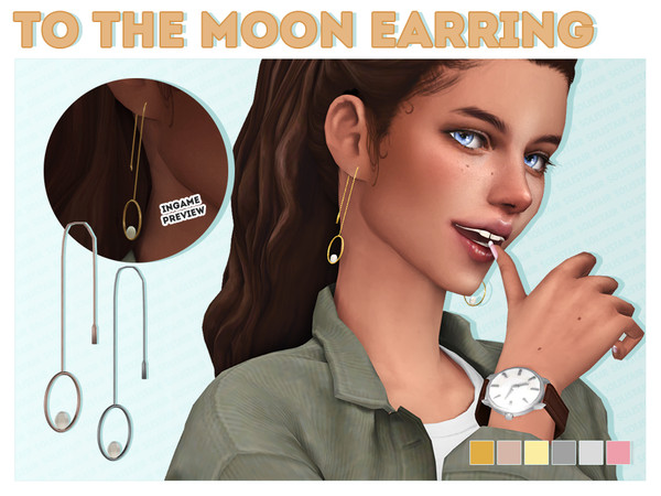 The Sims Resource | To The Moon Pearl Earring