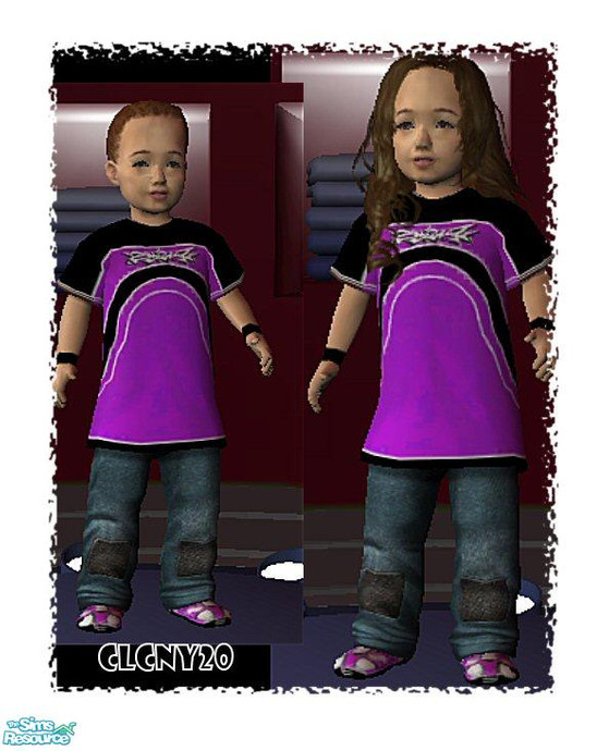 The Sims Resource | Purple Jersey Top Outfit For Toddlers