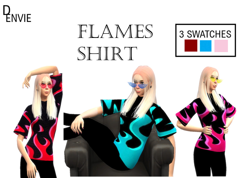 The Sims Resource - Flames Shirt