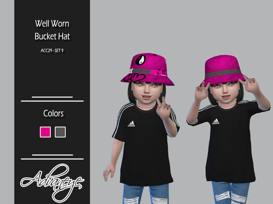 The Sims Resource | Bucket Hat "Well Worn" Toddler SET9 - Throwback Fit ...