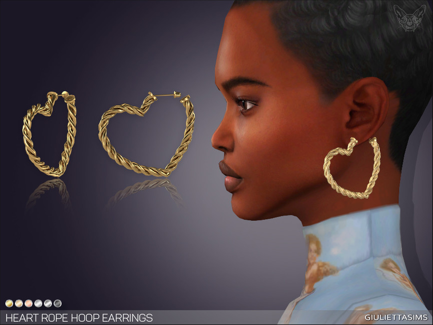 The Sims Resource - Heart Rope Hoop Earrings