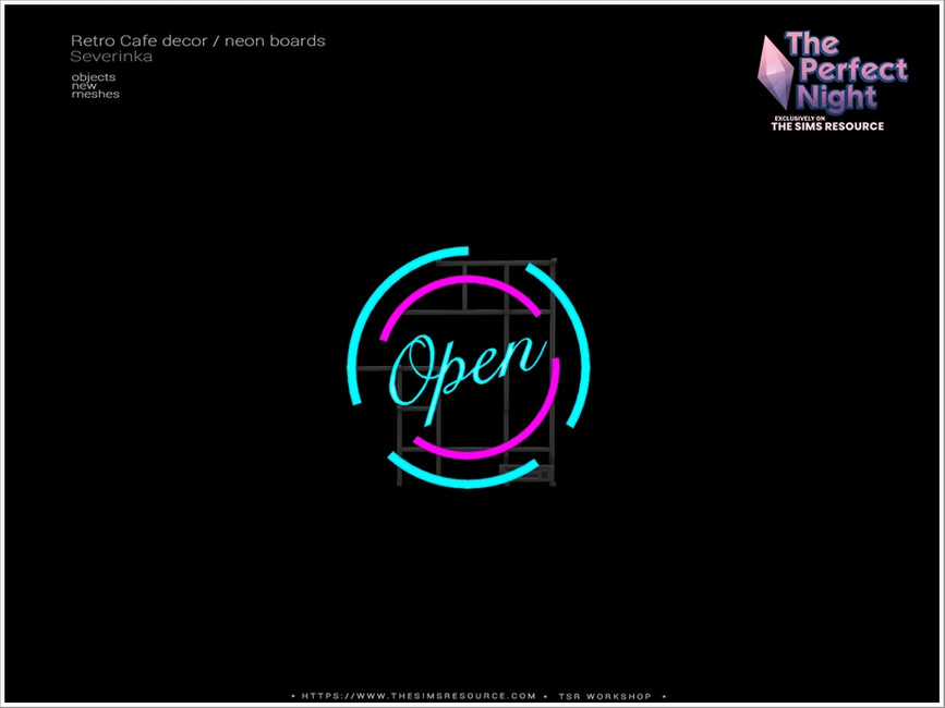 The Sims Resource - RetroCafe - Open neon board