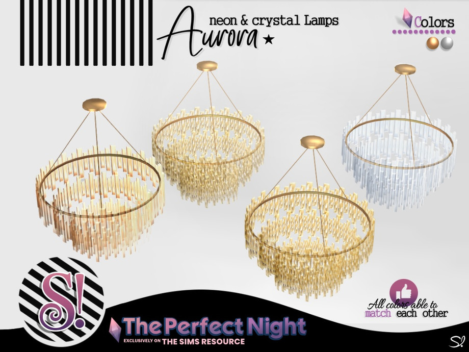 The Sims Resource - The Perfect Night Aurora Crystal Chandelier Low