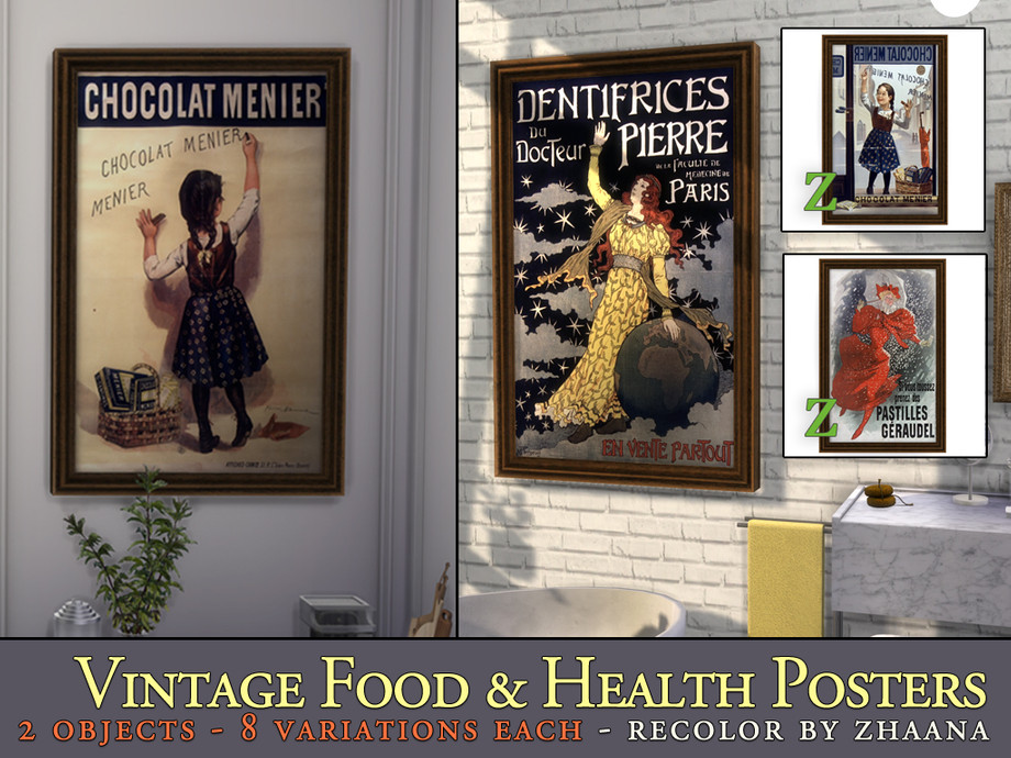 The Sims Resource | Vintage Food & Health Posters