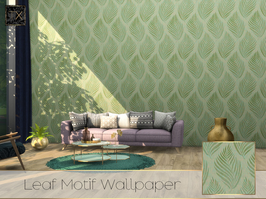 The Sims Resource - Leaf Motif Wallpaper