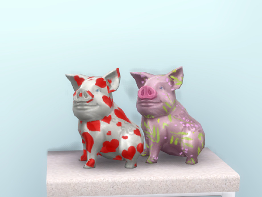 The Sims Resource | Duck Egg Blue Farmhouse Kitchen Porcelain Pig