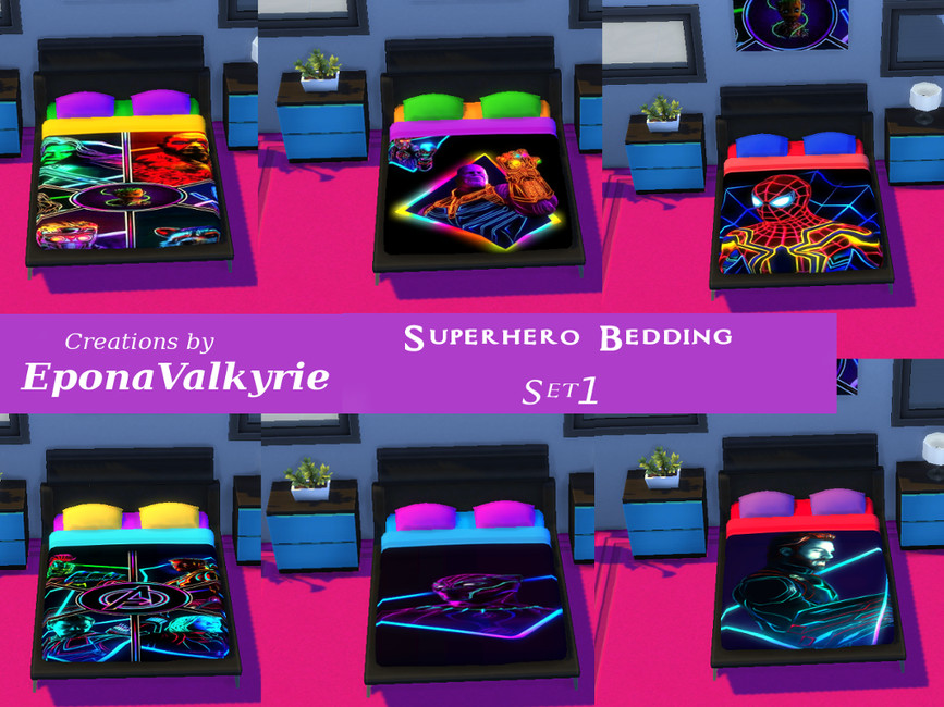 The Sims Resource - Superhero Double Bedding Set 1