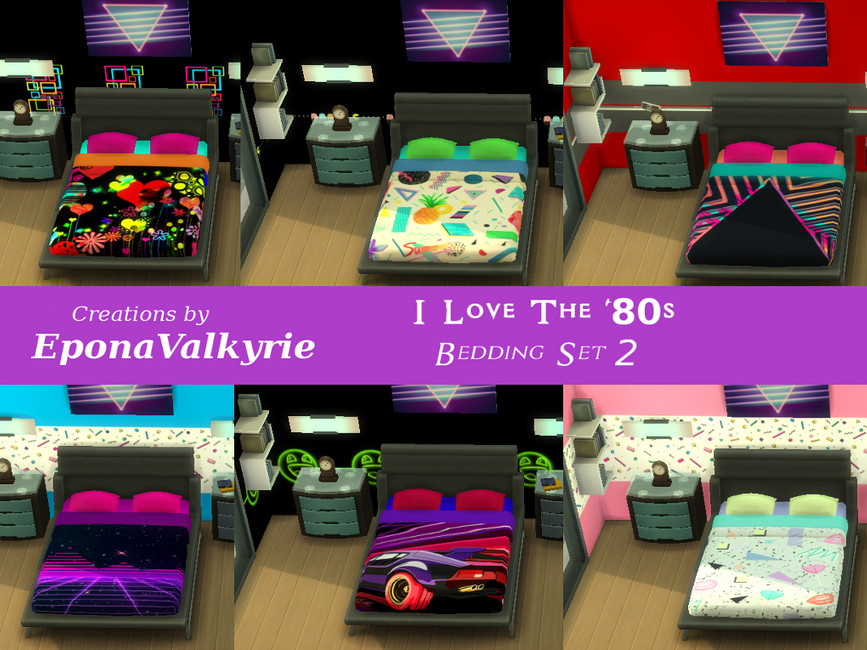 The Sims Resource - I Love The 80's Double Bedding Set 2