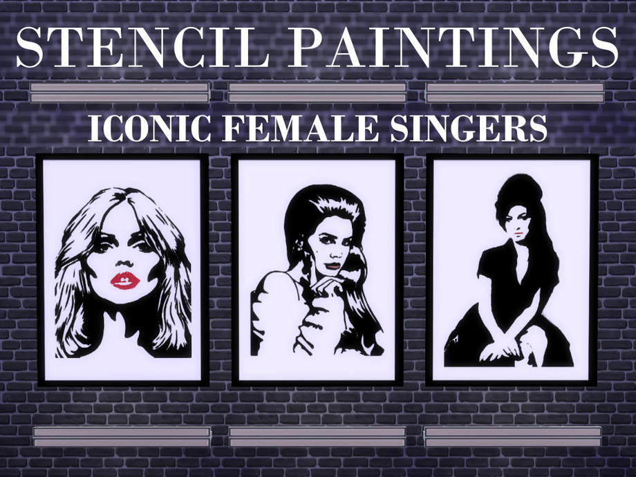 The Sims Resource | Female Singer Stencil Paintings
