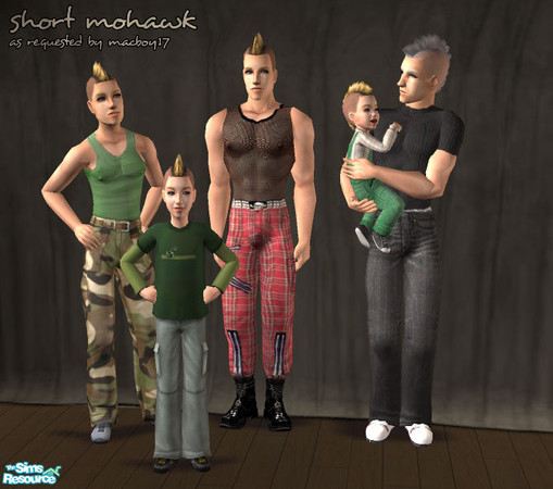 The Sims Resource - Short Mohawk for Males - Blond Recolor