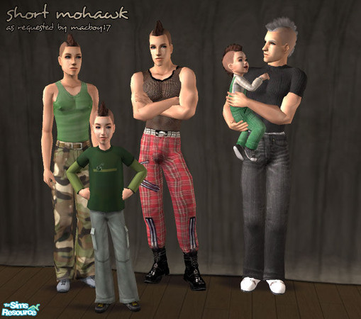 The Sims Resource | Short Mohawk for Males - Brown Recolor