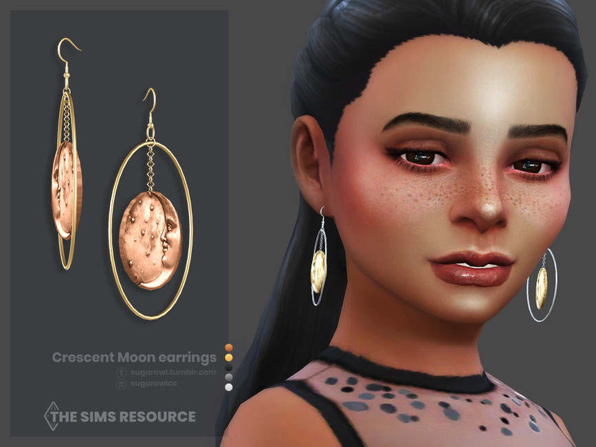 The Sims Resource - Crescent Moon earrings | Kids version