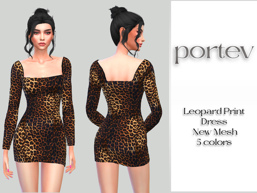The Sims Resource - Leopard Print Dress