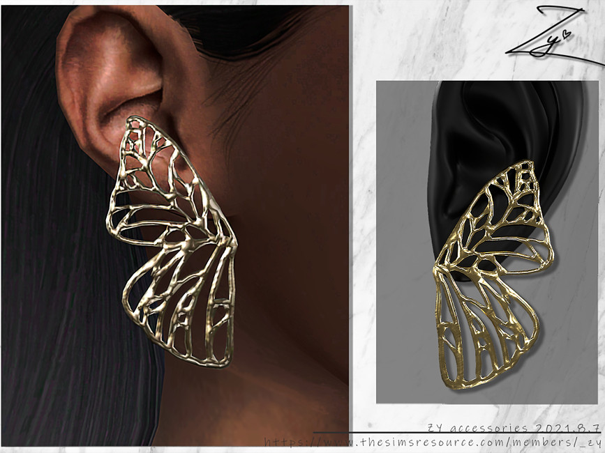 The Sims Resource - Butterfly Wings Earrings