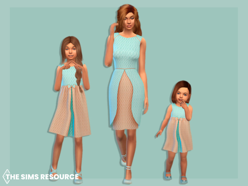 The Sims Resource - Quilted two-tone dress Adult