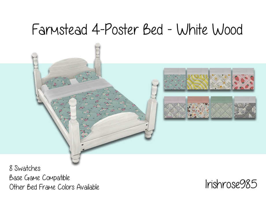 The Sims Resource | Farmstead 4-Poster Bed - White