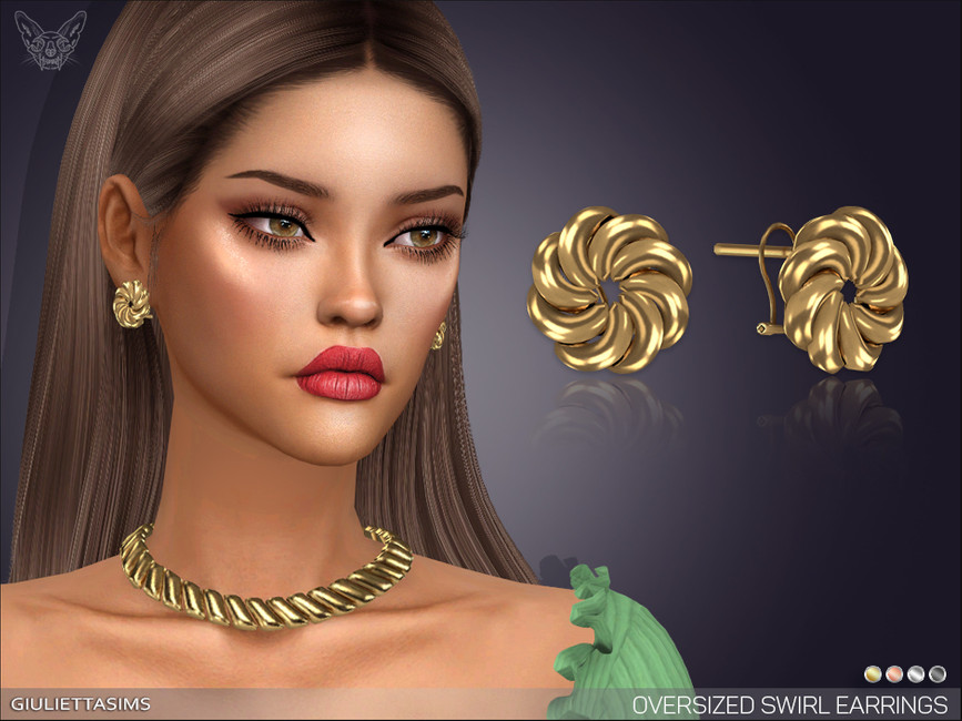 The Sims Resource - Oversized Swirl Earrings