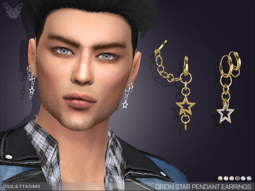 The Sims Resource - Orion Star Pendant Earrings (for male and female)