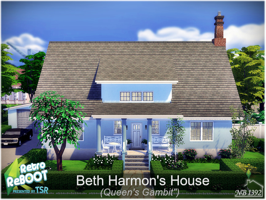 The Sims Resource - Retro ReBOOT - Beth Harmon's House (Queen's Gambit)
