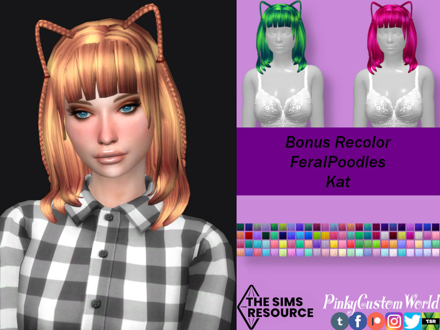 The Sims Resource - Bonus retexture of Kat hair by FeralPoodles