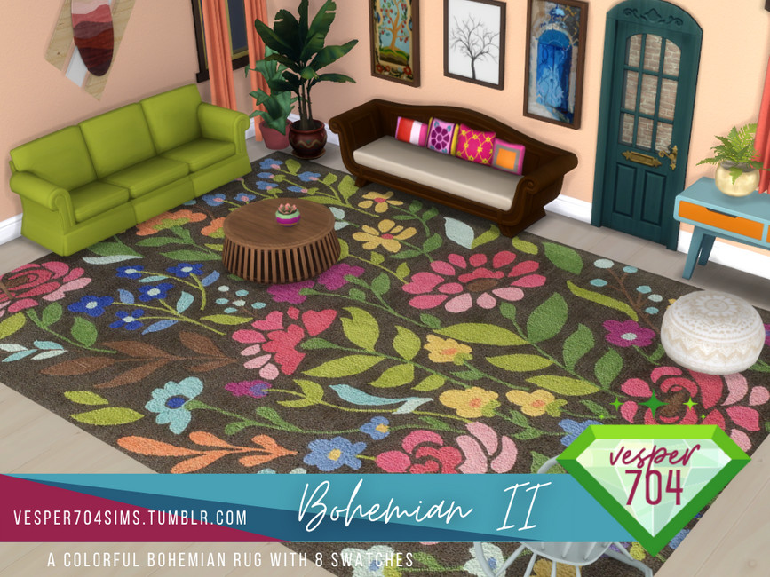 The Sims Resource - Bohemian II Rug (A Base Game Recolor)