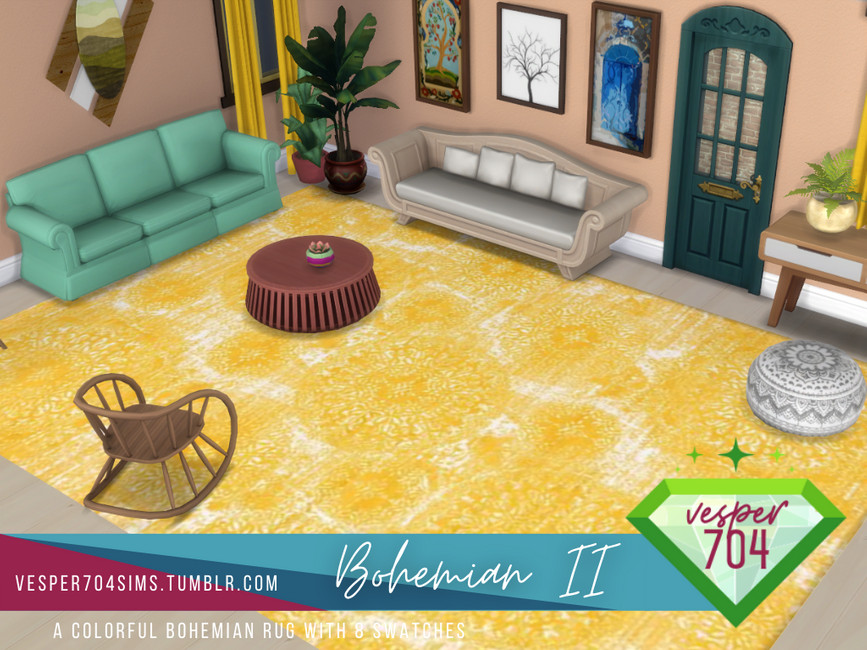 The Sims Resource - Bohemian II Rug (A Base Game Recolor)