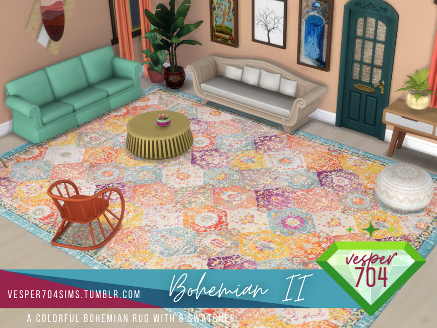 The Sims Resource - Bohemian II Rug (A Base Game Recolor)
