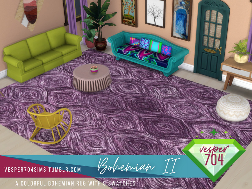 The Sims Resource - Bohemian II Rug (A Base Game Recolor)