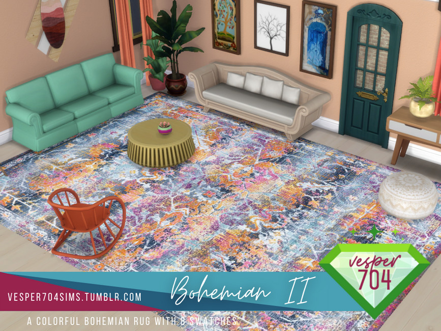 The Sims Resource - Bohemian II Rug (A Base Game Recolor)
