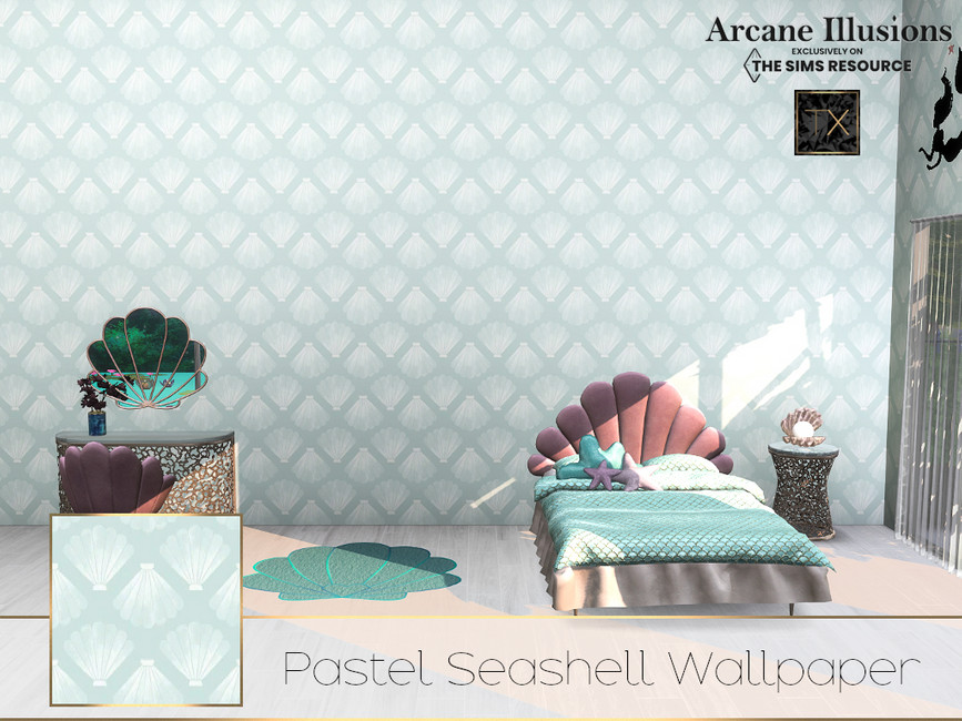 The Sims Resource - Arcane Illusions - Pastel Seashell Wallpaper