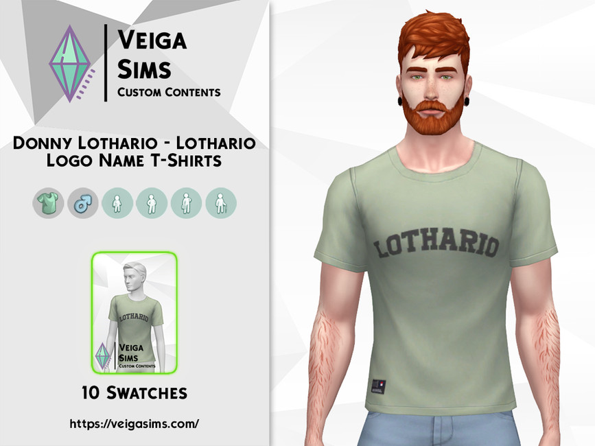 The Sims Resource - Donny Lothario - Lothario Logo Name T-Shirts