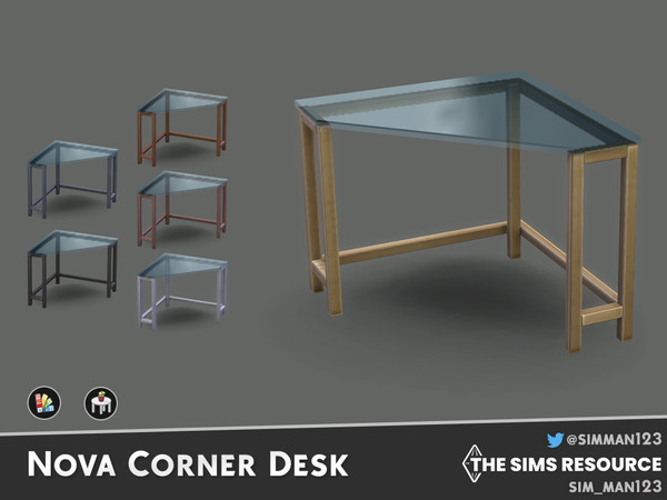 The Sims Resource | Nova Corner Desk - Clear Glass