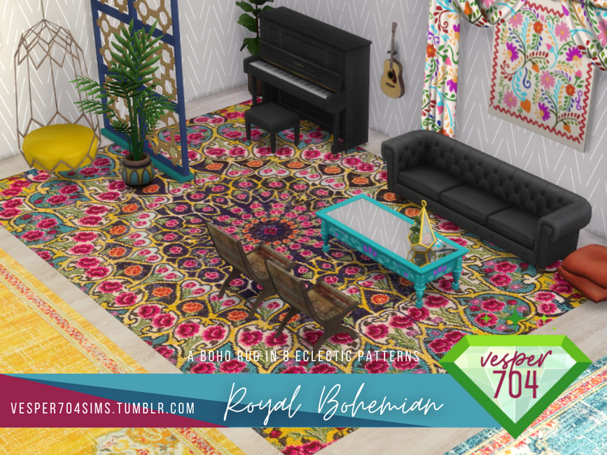 The Sims Resource - Royal Bohemian Rug (A Base Game Recolor)