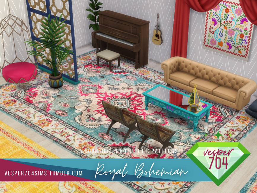 The Sims Resource - Royal Bohemian Rug (A Base Game Recolor)