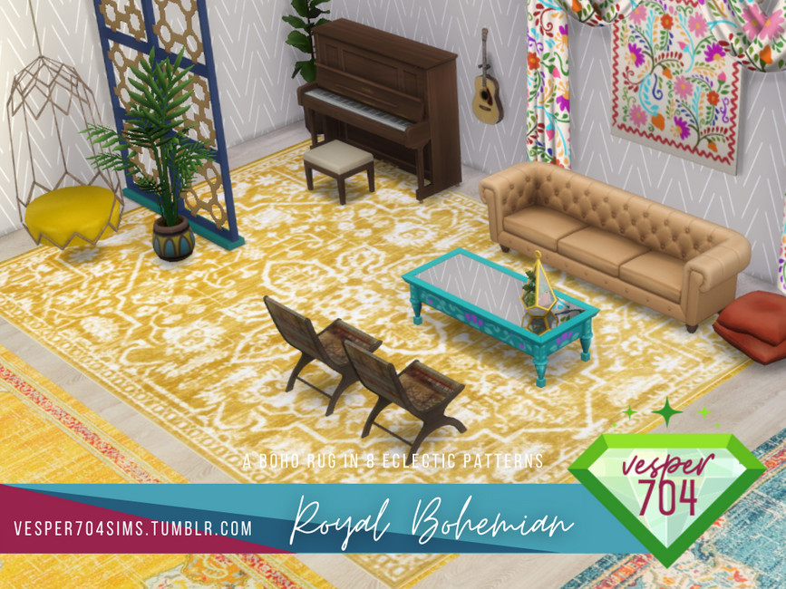 The Sims Resource - Royal Bohemian Rug (A Base Game Recolor)