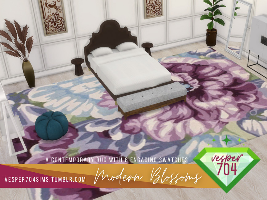 The Sims Resource - Modern Blossoms Rug (A Base Game Recolor)