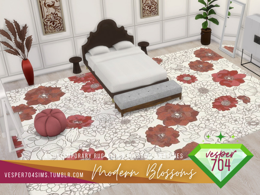 The Sims Resource - Modern Blossoms Rug (A Base Game Recolor)