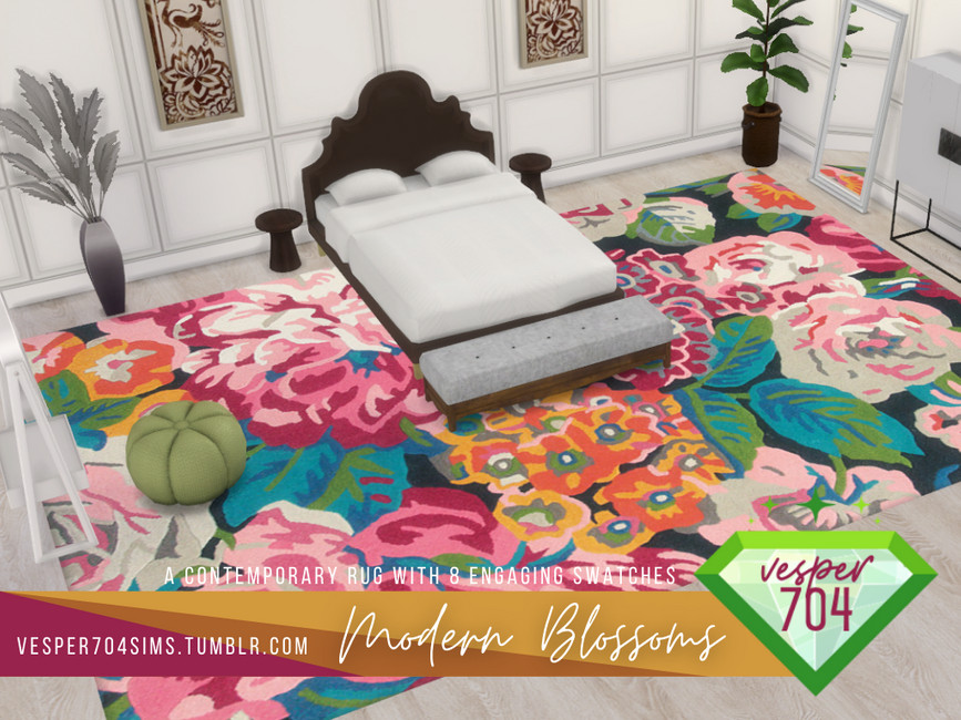 The Sims Resource - Modern Blossoms Rug (A Base Game Recolor)