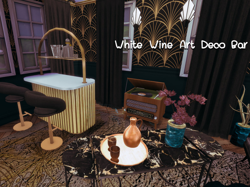 The Sims Resource - White Wine Art Deco Bar- Only TSR CC