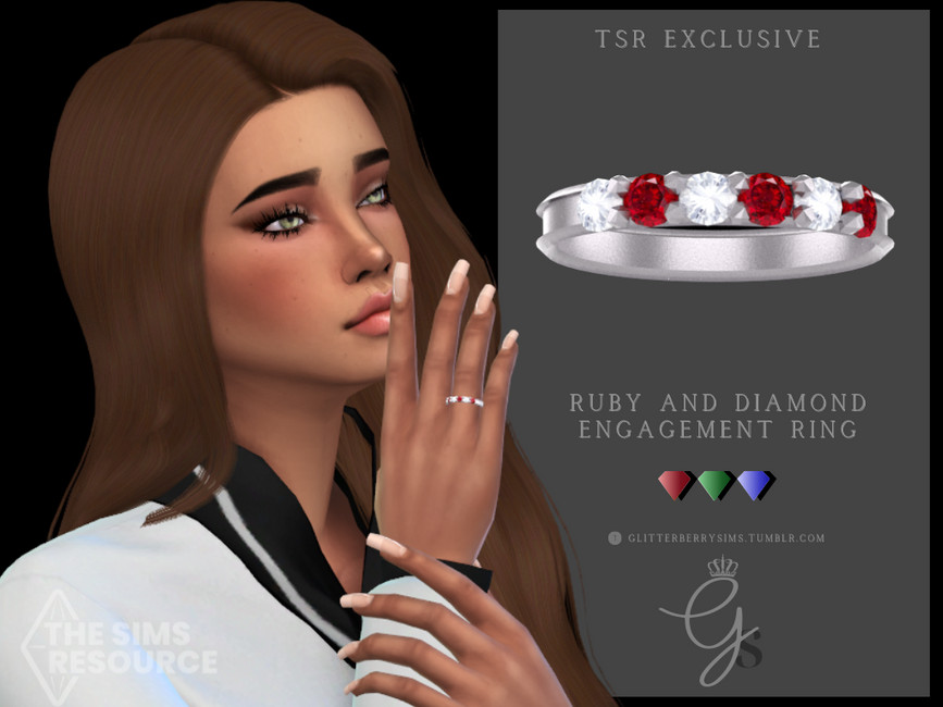 The Sims Resource - Ruby & Diamond Engagement Ring