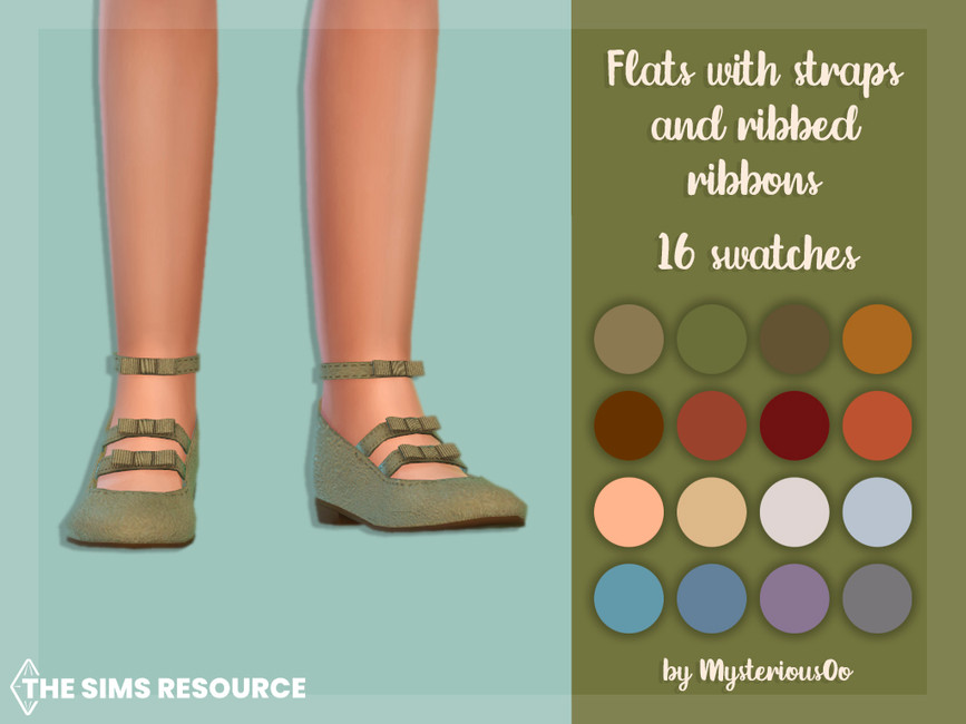 The Sims Resource - Flats with straps and ribbed ribbons