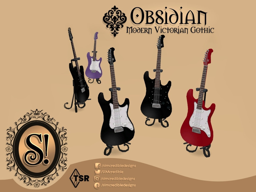 The Sims Resource - Modern Victorian Gothic - Obsidian Guitar