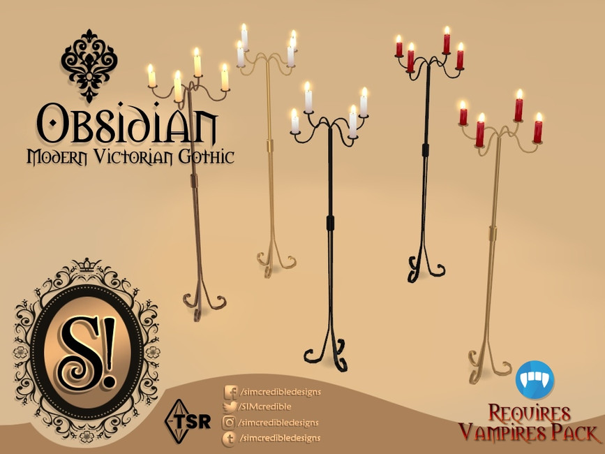 The Sims Resource - Modern Victorian Gothic - Obsidian Floor Candles