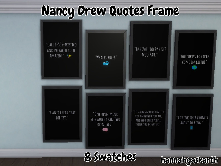 The Sims Resource - Nancy Drew Quotes Frame