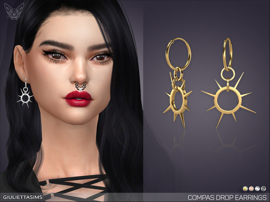 The Sims Resource - Compass Drop Earrings