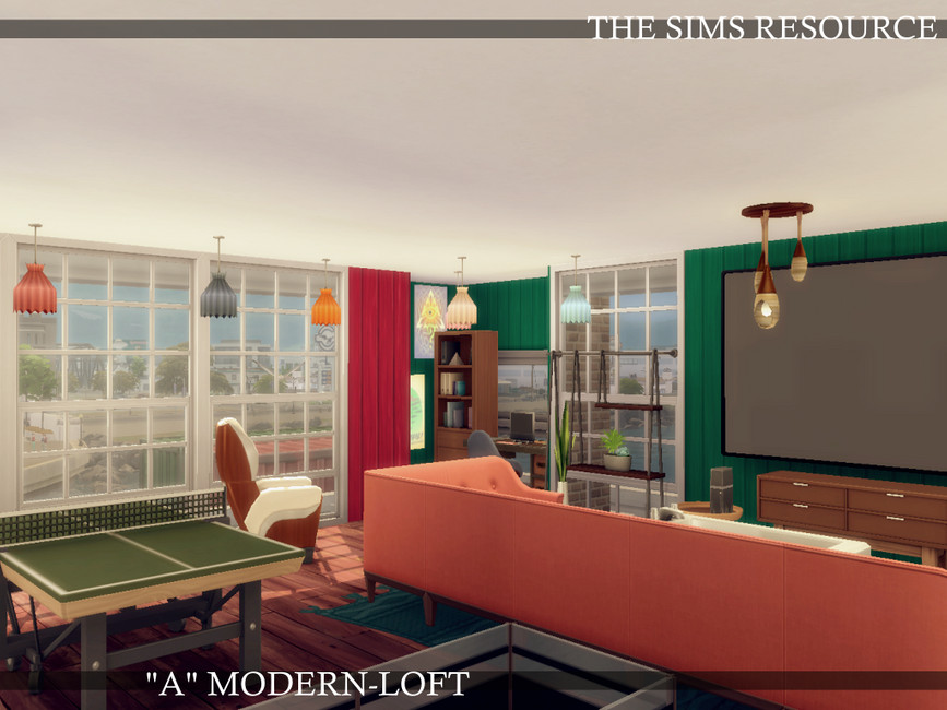 The Sims Resource - "A" Modern-Loft House | noCC