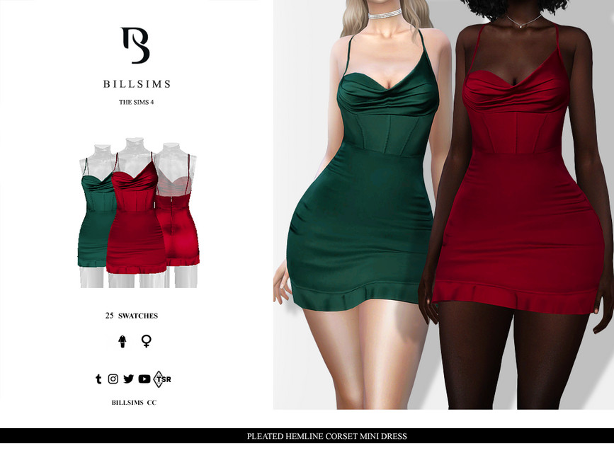 The Sims Resource - Pleated Hemline Corset Mini Dress
