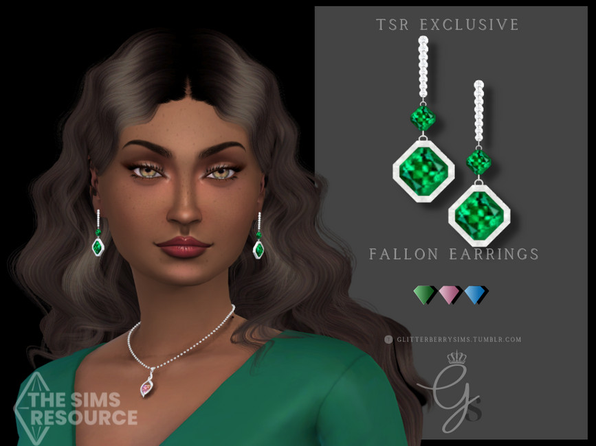 The Sims Resource - Emerald Earrings
