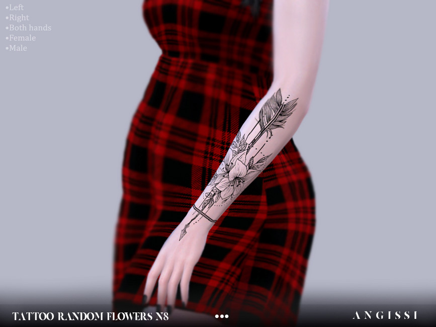The Sims Resource - Tattoo-Random Flowers n8
